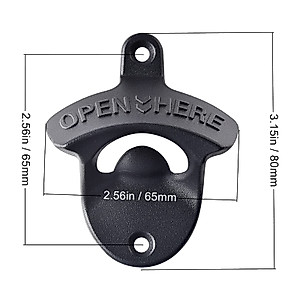 HAIICEN Black Bottle Cap Opener Wall Mounted Beer Opener with Cap Catcher Stainless Drained Outdoor (Pack of 2)