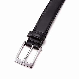MILORDE Black Leather Belt, Fashion & Classic Design for Dress and Causal (Size 36 (Waist 34), Basic Black)