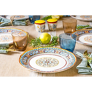 Euro Ceramica Duomo Collection Servingware, 4-Piece Table Necessities Set, Gold and Cream