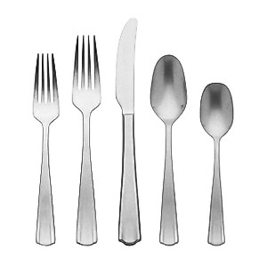 Lenox French Perle Scallop Piece Flatware Set, 65 Count, Metallic