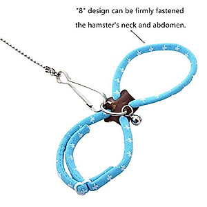 Hypeety Hamster Training Lead Leash Nylon for Hamster Rat Squirrel Gerbil Pet Cage Playhouse Leashes Band Finder Collar Bell (Blue)