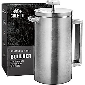 COLETTI Boulder Camping French Press (An American Press) - Large Insulated French Press Coffee Maker – 10 CUP