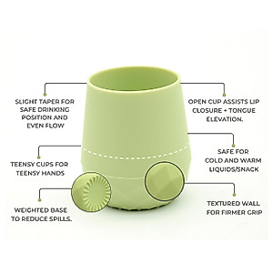 teensy peepsy Tiny Baby Cups for 4 months+ | Silicone Baby Cups for 6-12 months Infants Baby Boy Gift, 2 pack Training Cups for Baby Led Weaning, Drinking Cups 2oz (Pastel Earth)