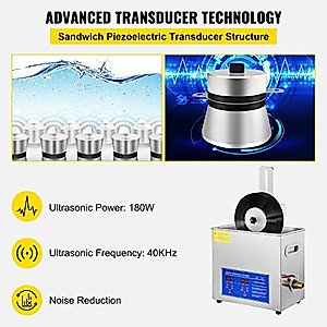 Happybuy Ultrasonic Cleaner 6L Ultrasonic Vinyl Cleaner 7-12 Inch 8 Records Ultrasonic Vinyl Cleaning Machine 180W Ultrasonic Records Cleaner with Drying Rack for Home Store