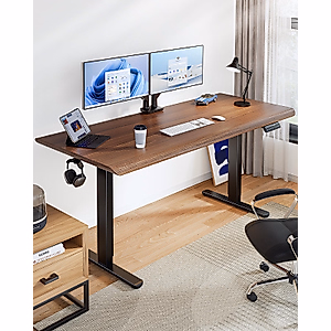 HUANUO 265 lbs Dual Motor Electric Standing Desk Frame, Thick T-Shaped Desk Legs Made of Automotive-Grade Steel, for Max 90″ x 31.5″ Desktop, Height Adjustable Desk Frame for Home Office, Frame Only