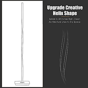 Tangkula Helix LED Floor Lamp for Living Rooms, 48 Inch Modern Tall Bright Contemporary Standing Pole Light with Built-in Foot Switch, for Bedrooms & Offices (Silver)