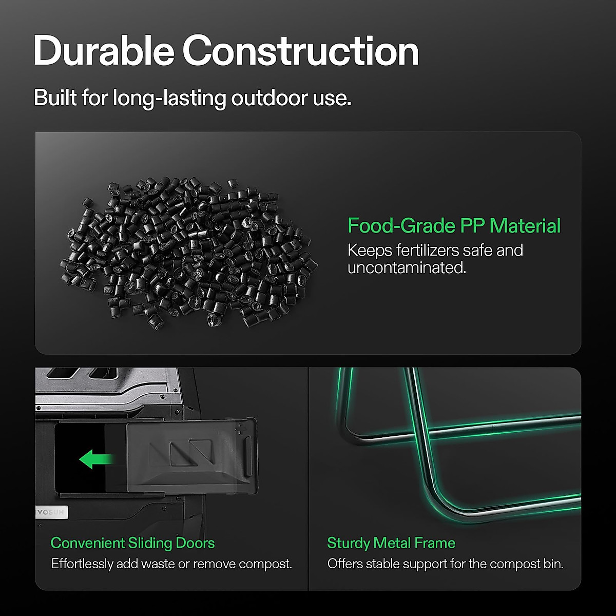 VIVOSUN Dual Rotating Batch Compost Bin with Compost Thermometer (20 Inch & 0-200°F)