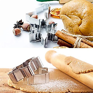 Christmas Cookie Cutters, 10 Pcs 2 Inches Stainless Steel for Xmas/Holiday/Party Supplies/Gifts-Snowflake, Bell, Christmas Tree, Star, Moon, Angle, Heart & More Cookie Cutters Christmas Shapes