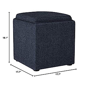 Amazon Brand – Rivet Ross Modern Tweed Lift-Top Storage Ottoman Pouf, 17.7"W, Denim
