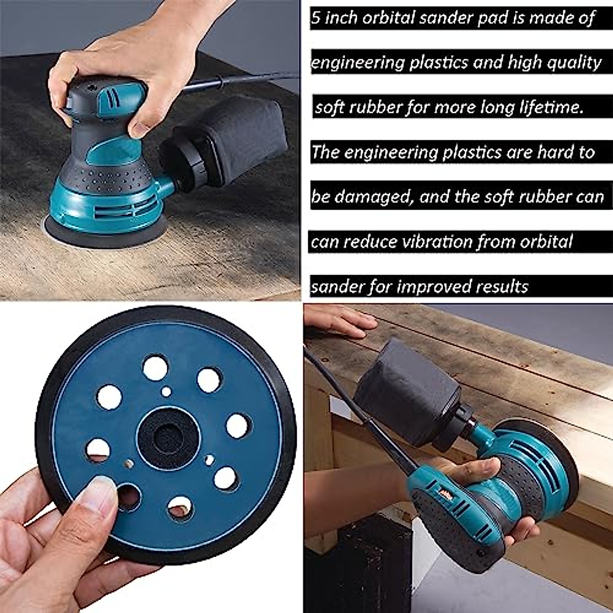 5 Inch Dia 8 Hole Sander Hook and Loop Replacement Sanding Pad For Makita BO5010, BO5030/K, BO5031K, BO5041K, XOB01Z Sander