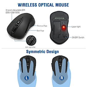 Wireless Keyboard and Mouse Combo, EDJO 2.4G Full-Sized Ergonomic Computer Keyboard with Wrist Rest and 3 Level DPI Adjustable Wireless Mouse for Windows, Mac OS Desktop/Laptop/PC