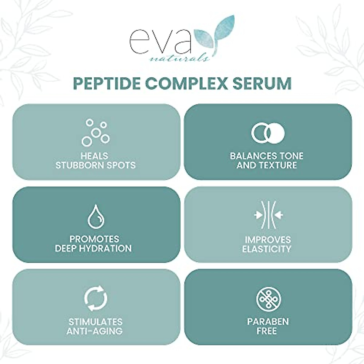 Collagen Peptide Serum - Anti Aging Collagen Serum for Face, Skin Brightening, Reduces Fine Lines & Wrinkles, Heals, and Repairs Skin, Microneedling Serum with Aloe Vera & Hyaluronic Acid - Peptide Complex Face Serum by Eva Naturals (2 oz)