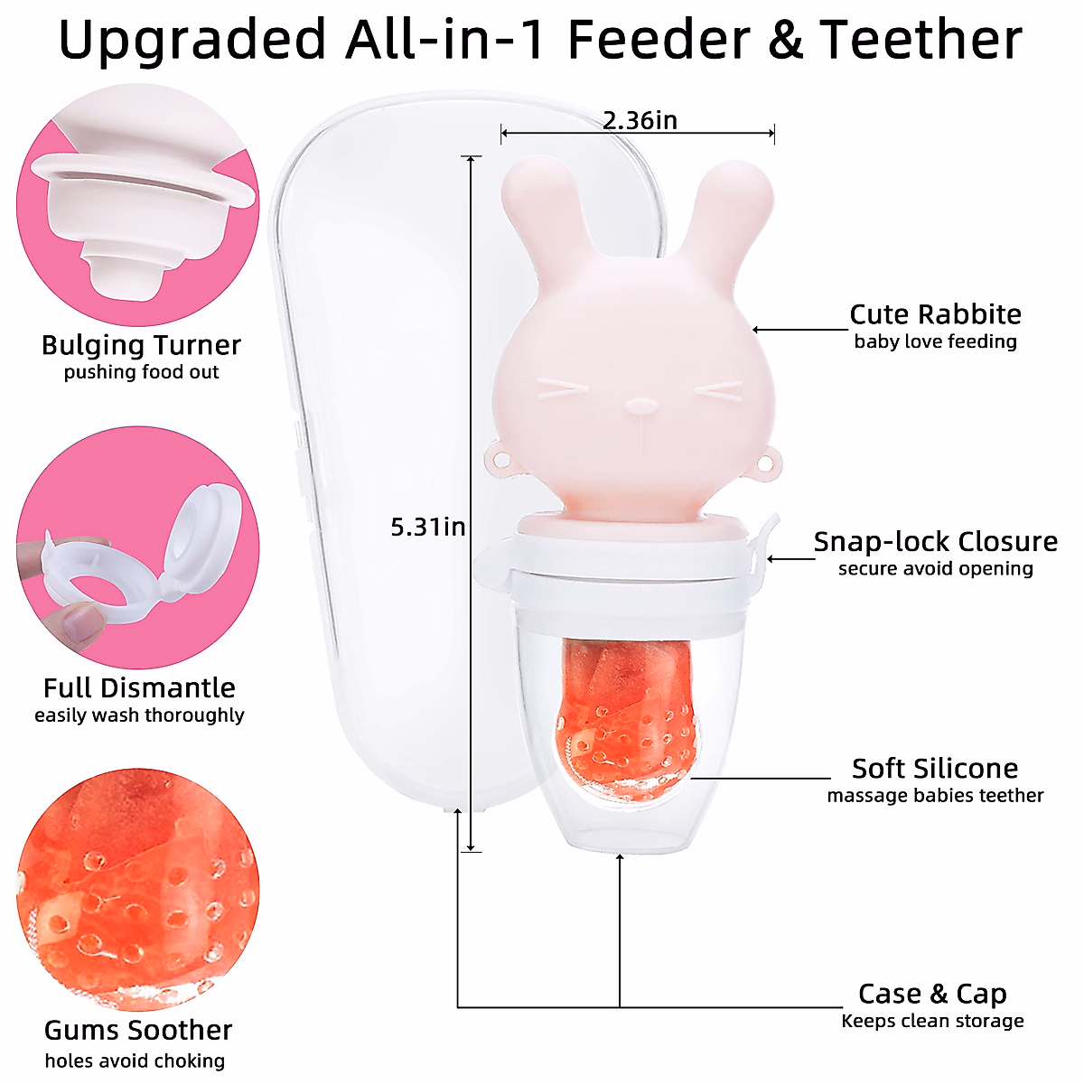 WYSLP Baby Silicone Fruit Food Mesh Feeder Pacifier-Teething Toys for Babies 0-3-4-6-12-18 Months,Self-Feeding Soft Teether Utensils,Infant Toddler Kids Girls Boys,Pink