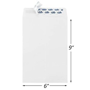 ValBox 6x9 Self Seal Security Catalog Envelopes 250 Count Small White Envelopes for Mailing, Storage and Organizing