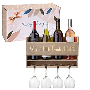 Noble Nest Wine Rack Wall Mounted | Wine Glass Rack | Wine Glass Holder Birthday Gifts for Her | Gifts for Mom | Gift for Wine Lovers | Farmhouse Wall Decor | Hanging Wine Rack