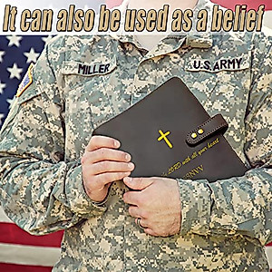 Leather Bible Cover Leather Book Cover Large Men's Classic Bible Cover Perfect Gift for Men, Women, Father, Mother, Friends [Trust in The Lord] Leather Bible Covers for Men Bible Gifts Carrying Case