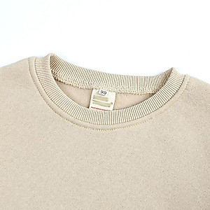 RUKOSU Toddler Baby Boy Girl Fleece Pullover Sweatshirt Solid Color Crewneck Blouse Shirt Tops Warm Fall Winter Clothes Apricot 2-3T