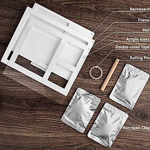 Sale - Baby Handprint & Footprint Kit by Kay&Max - Premium No Mold and Non Toxic Clay - Keepsake Wood Picture Frame Box