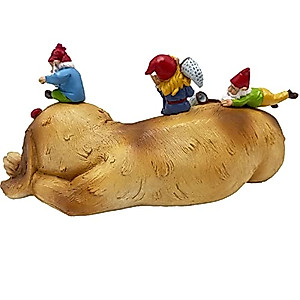 By Mark & Margot Gnome Fairy Statue Garden Decorations Sleeing Dog Gnomes Faires Outside Or Inside Home Decore