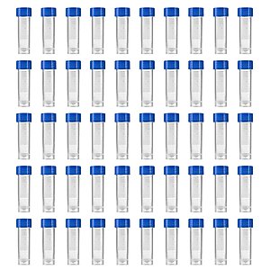 Eowpower 50 Pieces 5 ml Plastic Graduated Vial Sample Bottle Storage Container Tubes with Screw Caps