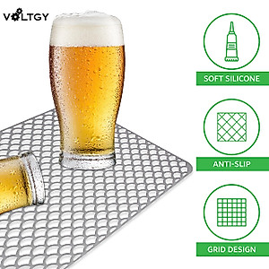 VOLTGY - Silicone Sink Protector with Top Drain Hole, 28" x 15", includes Silicone Cleaning Brush/Silicone Sink Mat