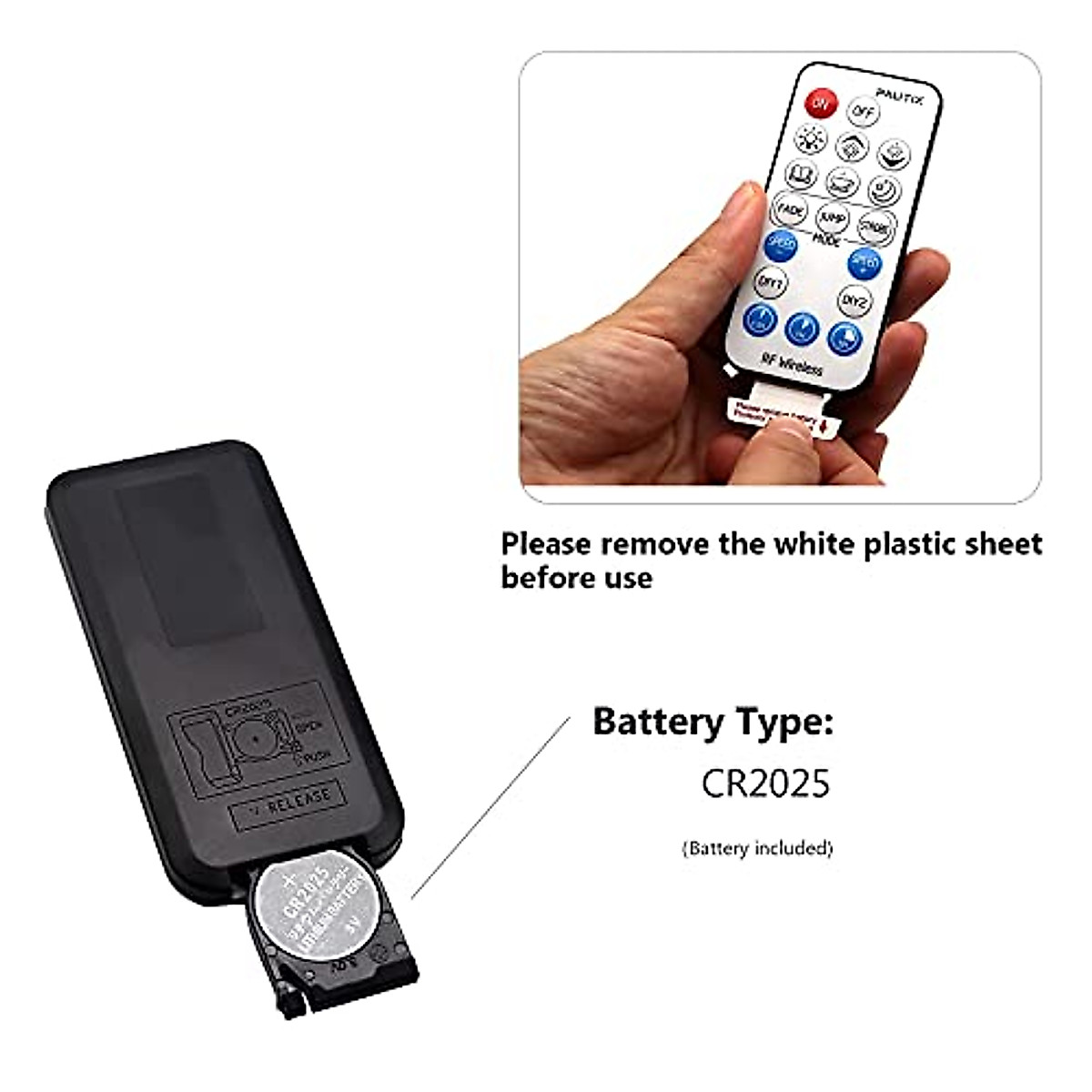 PAUTIX RF Remote Dimmer for Single Color LED Strip Lights,18-Key Wireless Remote and in-line Controller DC 5-24V for 3528/2835/5050/COB LED Tape Lights,Timer Function
