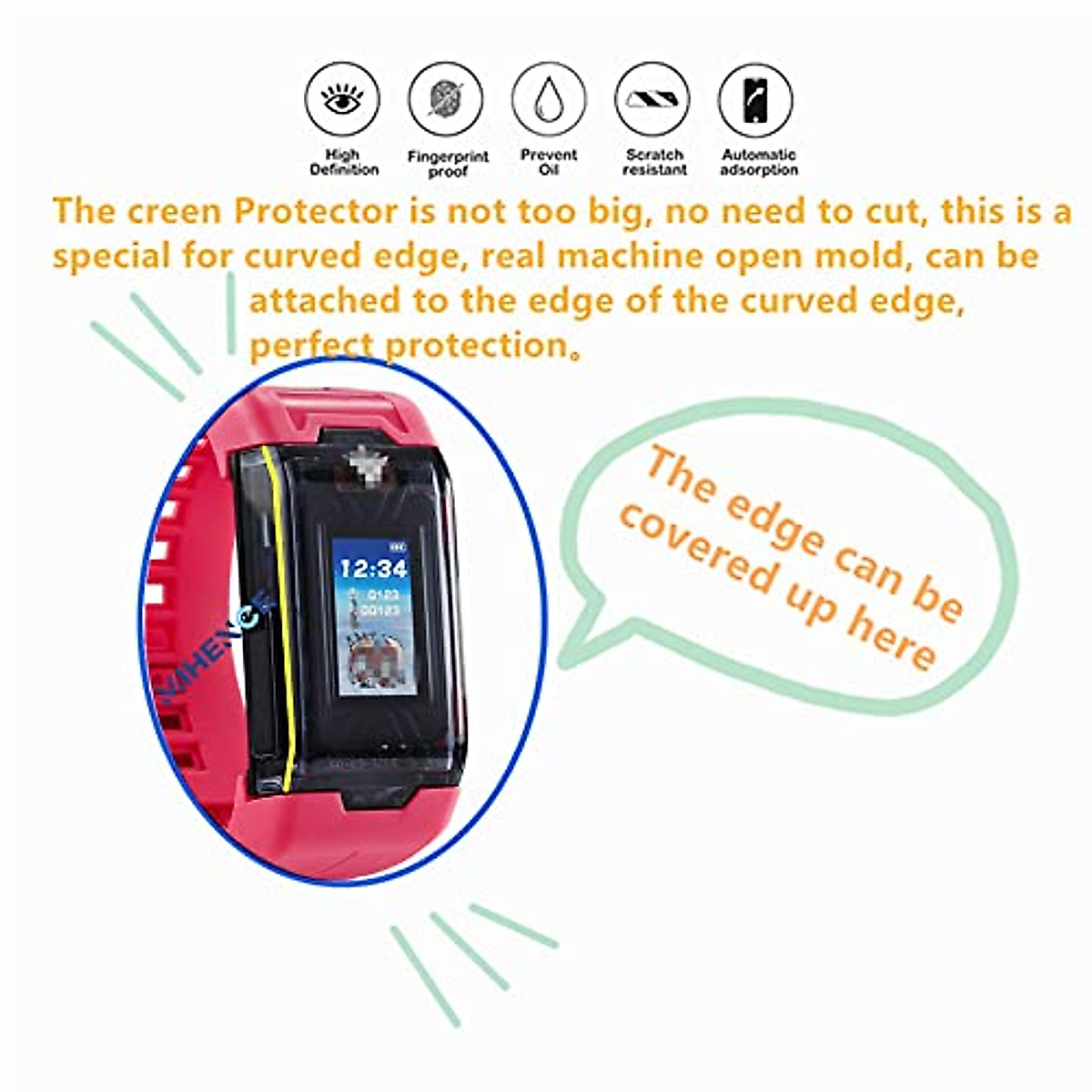 MIHENCE Compatible for Bandai Vital Bracelet BE Screen Protector, HD Premium Real Screen Protector for Vital Bracelet BE [ 3PCS ] [ TPU ]