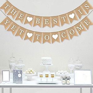 SWYOUN Burlap The Best is Yet to Come Banner Bachelorette Engagement Wedding Graduation Bridal Shower Party Decoration Baby Shower Supplies