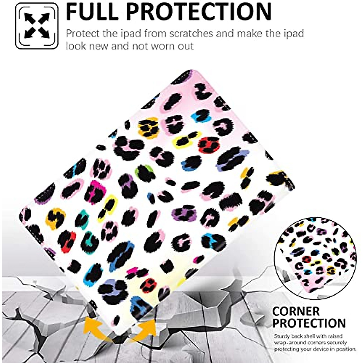 iPad Mini 6 Case, iPad Mini 2021 6th Generation Case Auto Sleep/Wake Multi-Angle Stand for iPad Mini 6th Gen 8.3 Inch , Colorful Leopard Print