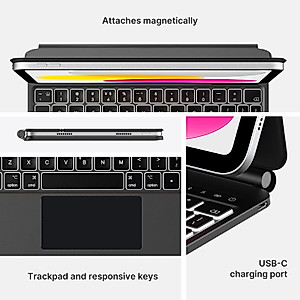 typecase Edge Slim Magnetic Backlit Keyboard Case for iPad 10th Generation (10.9-inch, 2022) - Wireless Cover with Keypad & Multi-Touch Trackpad Compatible with Apple iPad 10 Gen 10.9