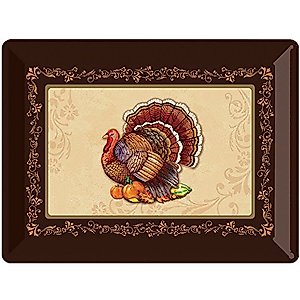 Creative Converting Turkey Plastic Tray, 12" x 16", Multi-color