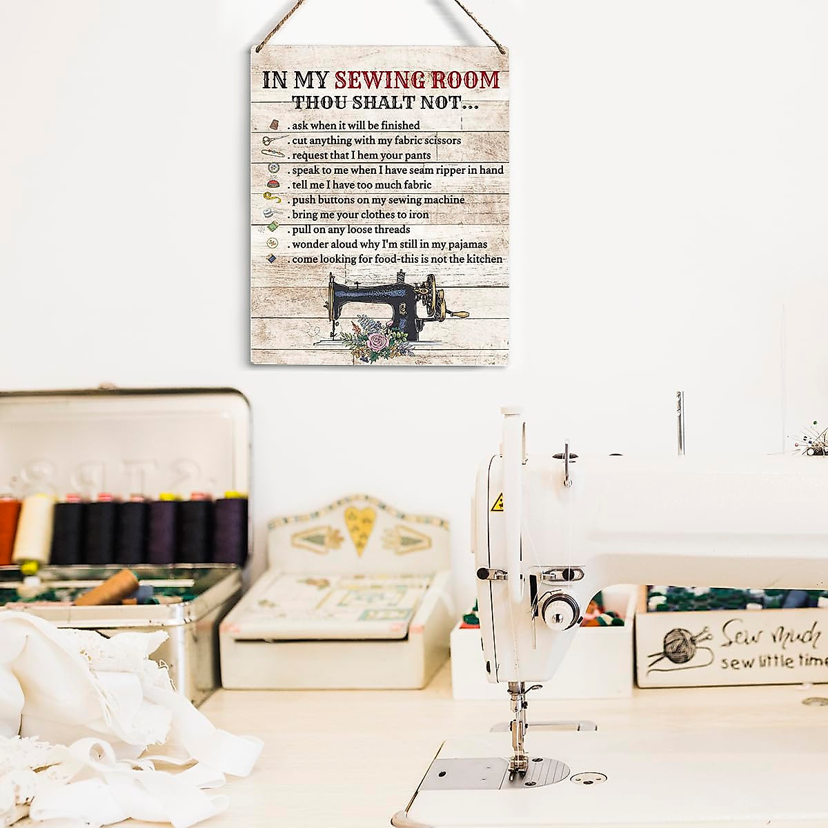 YCYD In My Sewing Room Wall Art Sewing Supplies Home Decor Wall Decor for Sewing Lovers gifts Wooden Hanging Sign Gift for Sewing Room Store Home Decor 10x8 In