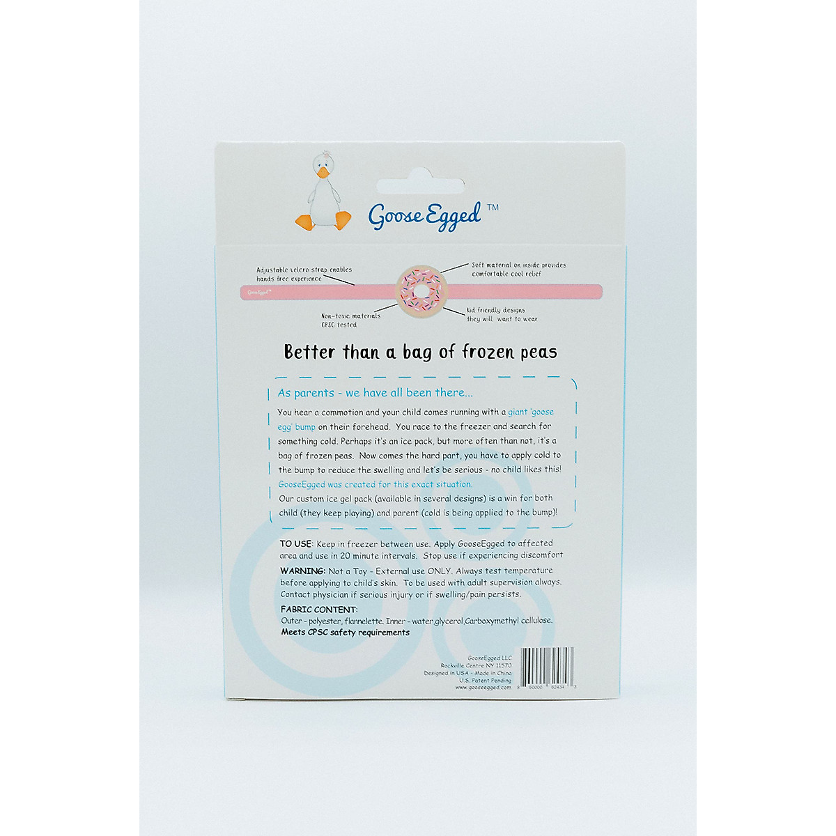 GooseEgged - Hands Free Ice Pack for Kids; Kids Ice Pack, Ice Packs for Kids, Kids Ice Packs for Boo Boos - for Bumps and Temperatures; Baby Shower and Registry Essential (Donut)