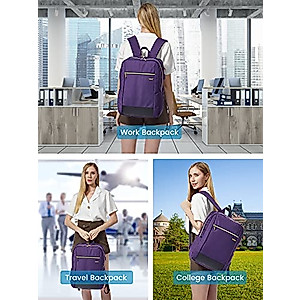 LOVEVOOK Laptop Backpack Women, 15.6 inch Lightweight Smart Work Backpack Travel Bag, Casual Daypack for Business Commuter, Water Resistant Book Bag with USB Charger for College, Purple