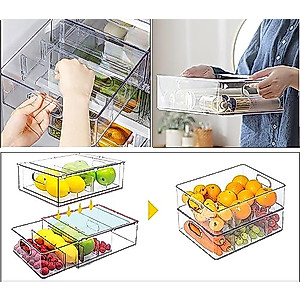 YouLike 1pack Stackable Refrigerator Organizer Bins with Pull-Out Drawer， Fridge Drawers Containers， Refrigerator, Freezer, Vanity & Fridge Organization and Storage