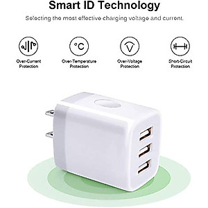 USB Charging Plug, Wall Charger Adapter, Sicodo 3Pack Universal Travel 3.1A 3Muti Port Fast Charging Block Compatible with iPhone 14 13 12 SE2020 11 Xs Pro,Samsung Galaxy S23 S22 S21 S20 Ultra, Google