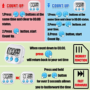 Macarrie 48 Pcs Digital Kitchen Timer Bulk Small Magnetic Backing Stand Timer Clock Loud Alarm LCD Display Electronic Minute Second Count up Countdown Timer for Teacher Classroom Cooking Baking