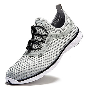 SUOKENI Women's Quick Drying Slip On Water Shoes for Beach or Water Sports Ultralight Walking Shoes LightGray,Size:US 11/EU 42