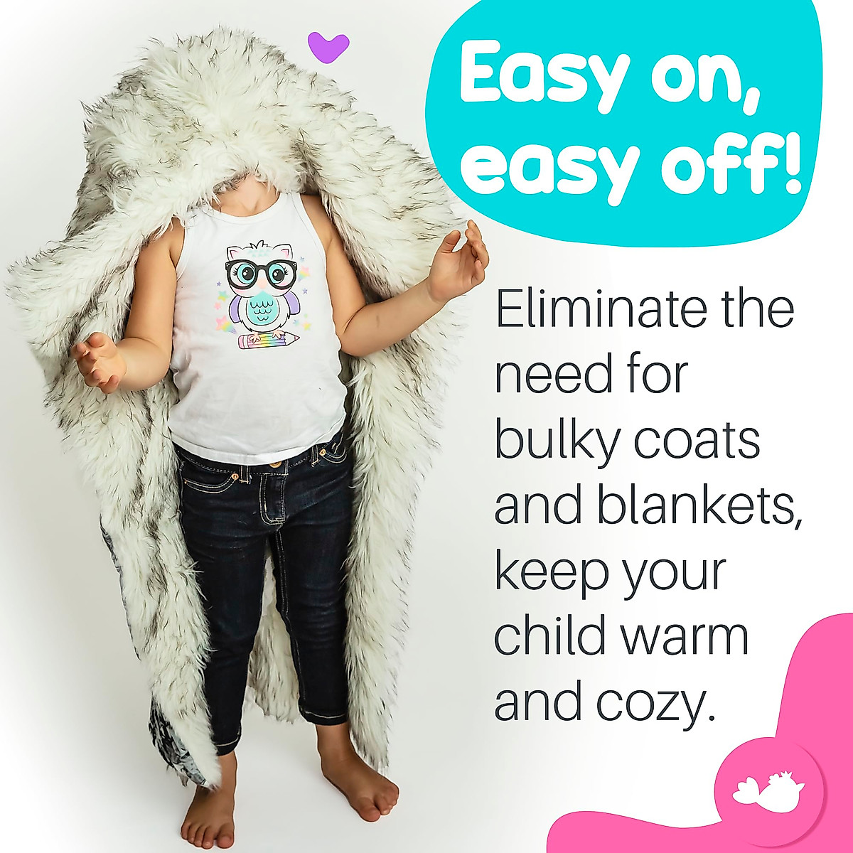 Birdy Boutique Car Seat Poncho for Kids – Safe to Use Over Seat Belts – Reversible Warm and Cozy Blanket – Easy on Easy Off and Doesn’t Impact Car Seat Performance – Floral Flur – One Size