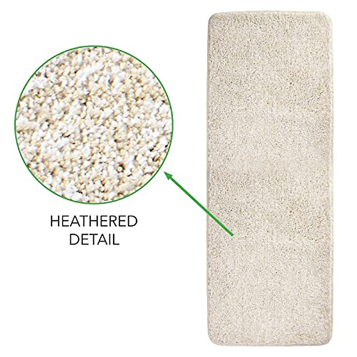 mDesign Non-Slip Microfiber Polyester Rectangular Spa Mat/Bath Rugs, Plush Heathered Water Absorbent Accent Rug for Bathroom Vanity, Bathtub/Shower, Machine Washable, Set of 3 - Linen/Tan