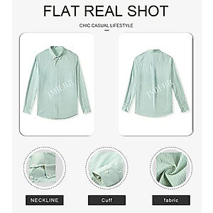 JMIERR Mens Slim Fit Casual Button Down Dress Shirts Pinpoint Stripe Long Sleeve Fall Shirt US 37.5(S),Green