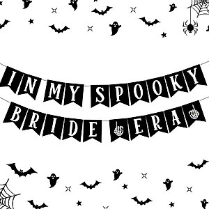 In My Spooky Bride Era Banner Halloween Bachelorette Banner Skeleton Bridal Shower Banner for Women Bride to Be Skull Wedding Engagement Bachelorette Party Decor Supplies