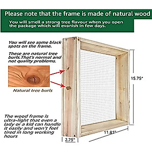 Soil Sifter, Dirt Sifter for Gardening, Compost Sifter, Garden Sieve, Light Wood Sifter for Rocks, Screen Sifter Top Soil/Peat Moss/Worm/Leaves/Loam Soil/Sand,Great Garden Tool for Plants & Vegetables