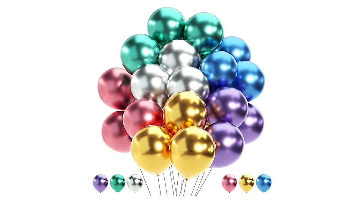 Vibrant Metallic Latex Balloons - 50pcs for Parties