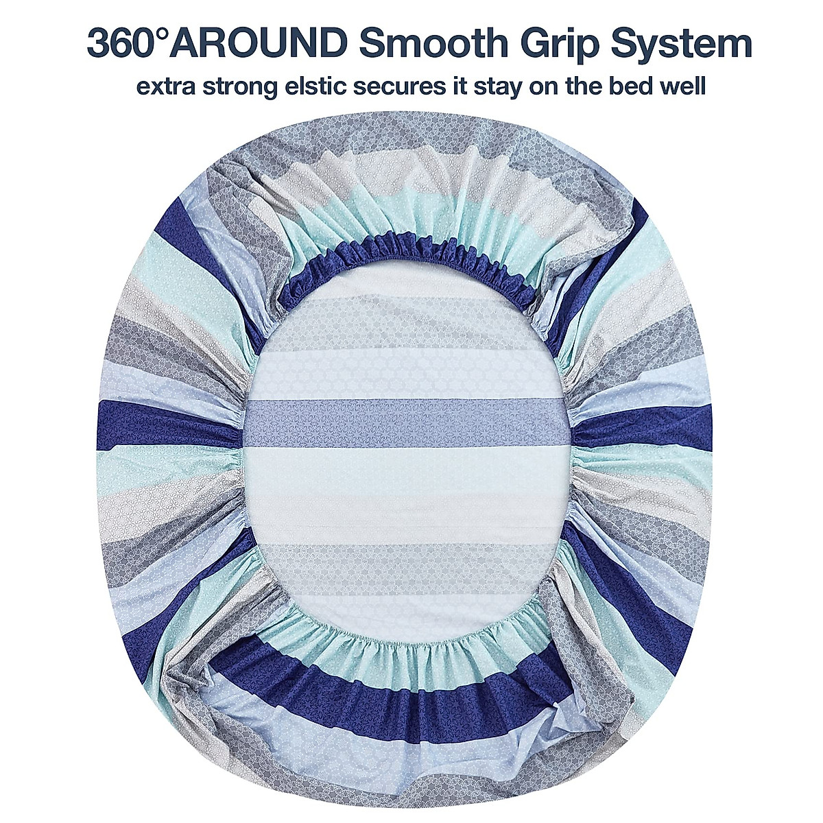 JSD Striped Sheet Set Full Size, 4 Piece Soft Printed Microfiber Sheet Set Extra Deep Pocket