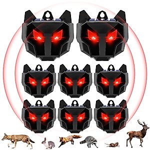 8 Packs Upgraded Solar Animal Repeller Coyote Deterrent with Flashing Lights Deer Repellent Devices Predator Eyes for Raccoon Fox Skunk Predator Lights for Chicken Coop Yard Farm Predator Protection