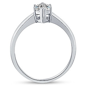 Size - 5 - Solid 14k White Gold Marquise Cut One Solitaire Wedding Engagement Ring CZ Cubic Zirconia 1.0ct.