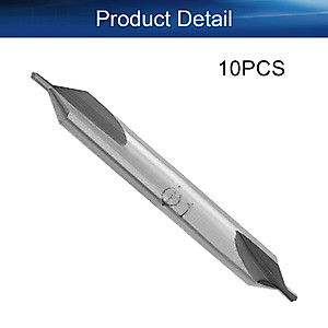 Auniwaig 10pcs Center Drill HSS-6542 Countersink Lathe Bit Mill Tool, 1mm x 3mm Combined Drills Plain Type A, Combined Countersinks Drills Set Tool Silver