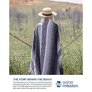 Benevolence LA Authentic Handwoven Mexican Blanket | Yoga Blankets, Outdoor, Picnic, Beach, Camping | Equestrian Saddle | Serape 50x70 inches - Gray, Pack of 1