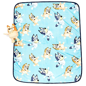 Jay Franco Bingo Plush Mini Pillow Buddy & 40 x 50 Inch Travel Throw Set - Kids Super Soft 2 Piece Bluey Blanket Set